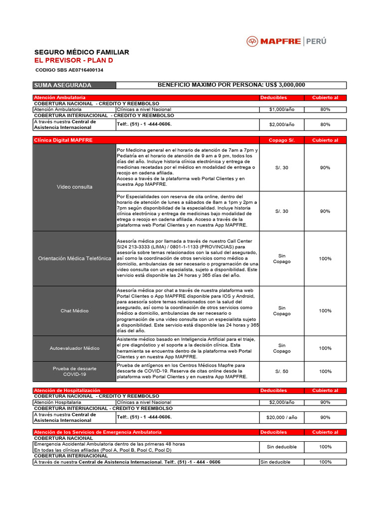 MAPFRE - Plan D Previsor - 01.09.2023 | PDF
