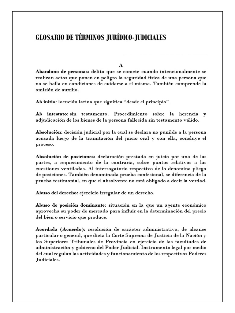 Glosario de Términos Jurídicos | PDF