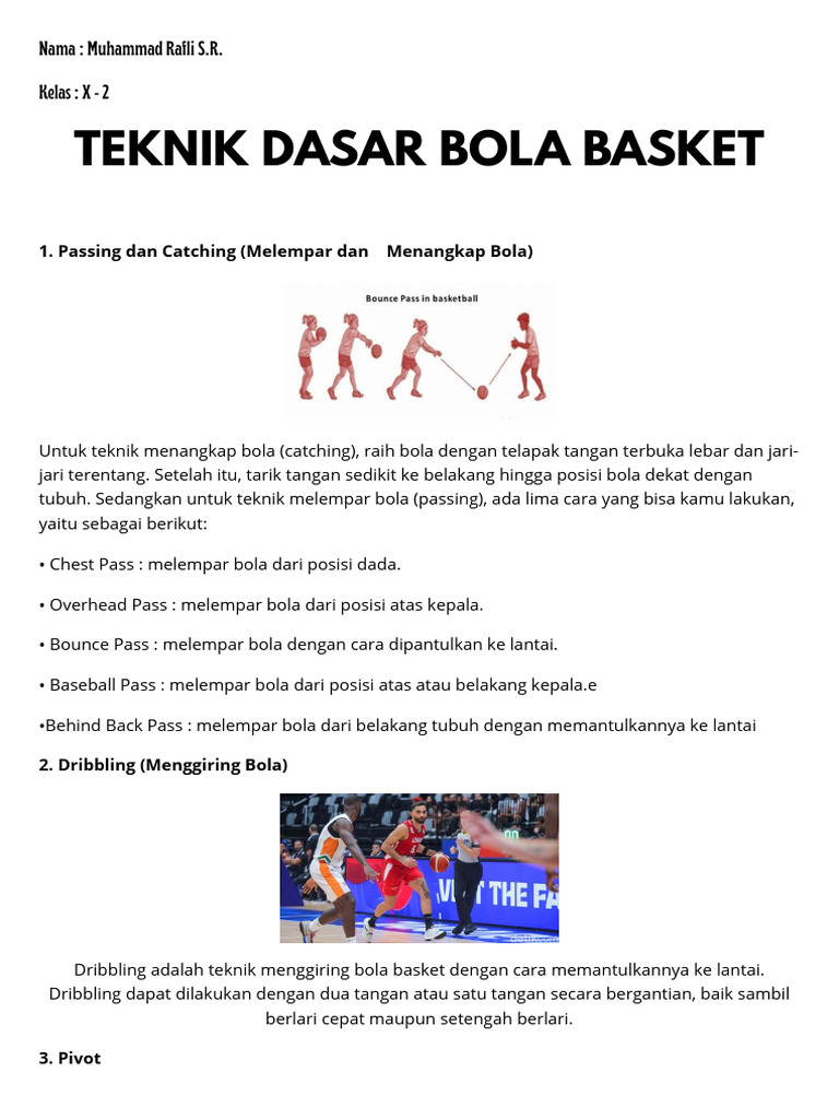 Teknik Dasar Bola Basket - 20240819 - 202125 - 0000 | PDF
