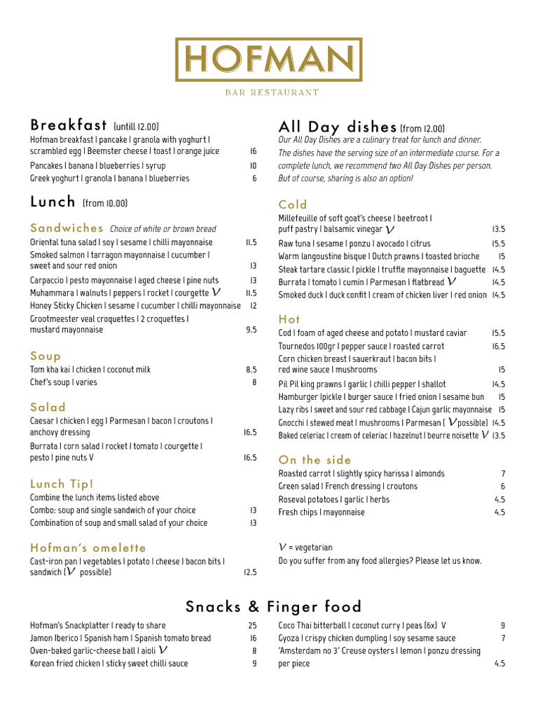 Hofman Menu English | PDF