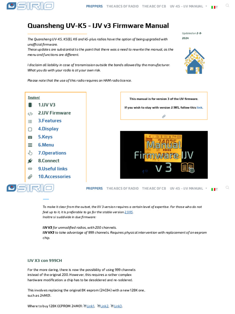 Quansheng UV-K5 - Manuale Del Firmware IJV v3 - ITA-ENG - Universirius | PDF