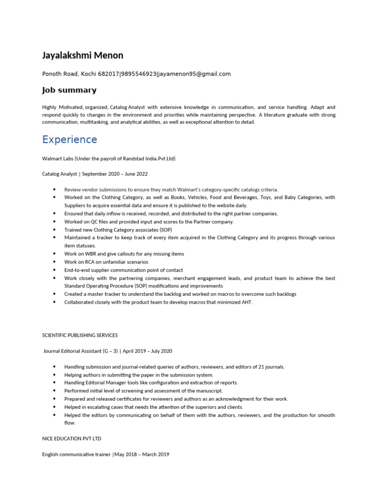 Jaya Resume 2022 | PDF