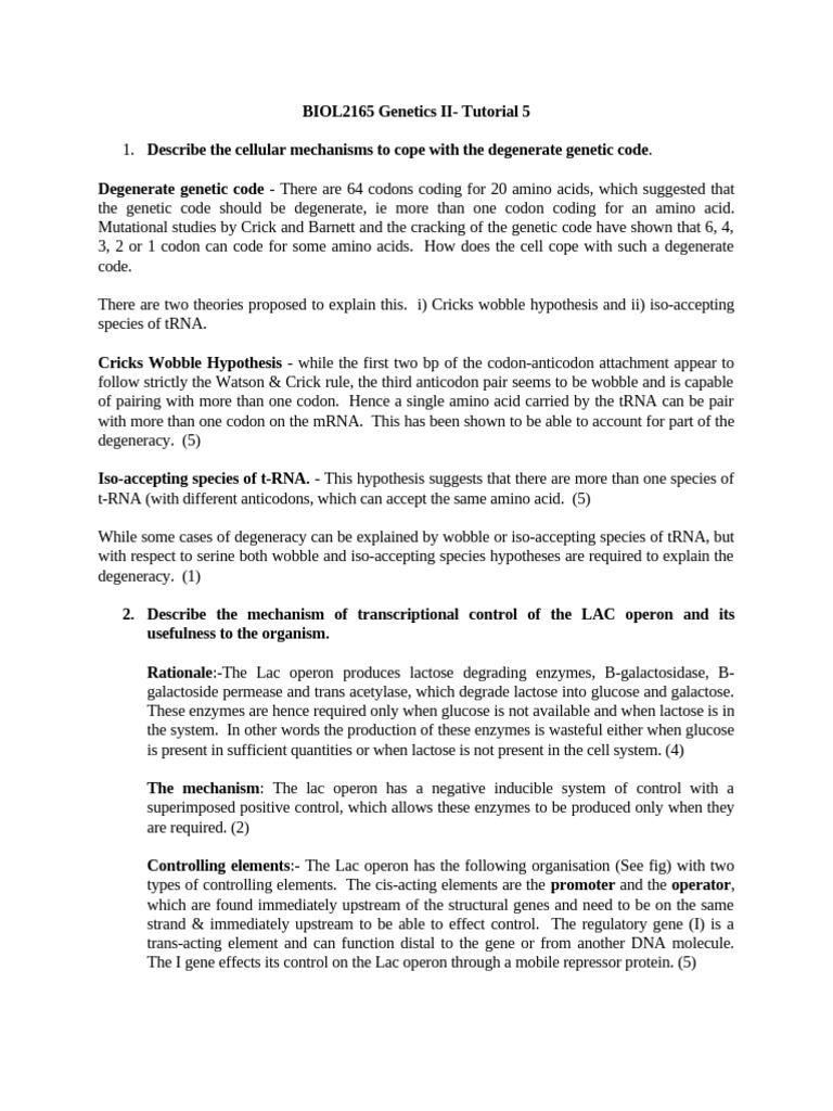 BIOL 2165 Tutorial 5 816002861 | PDF