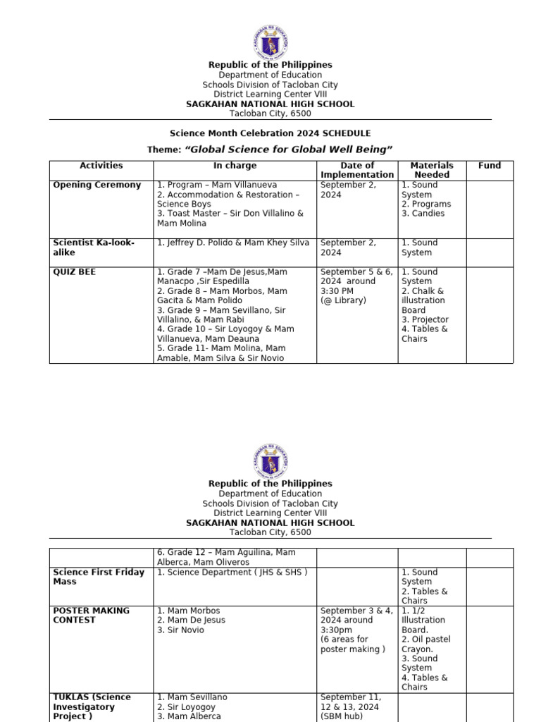 Science Month Celebration | PDF