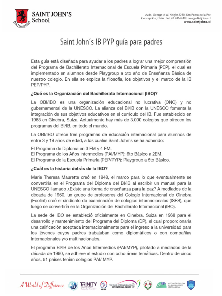 PYP Guia para Padres | PDF | Aprendizaje | Evaluación