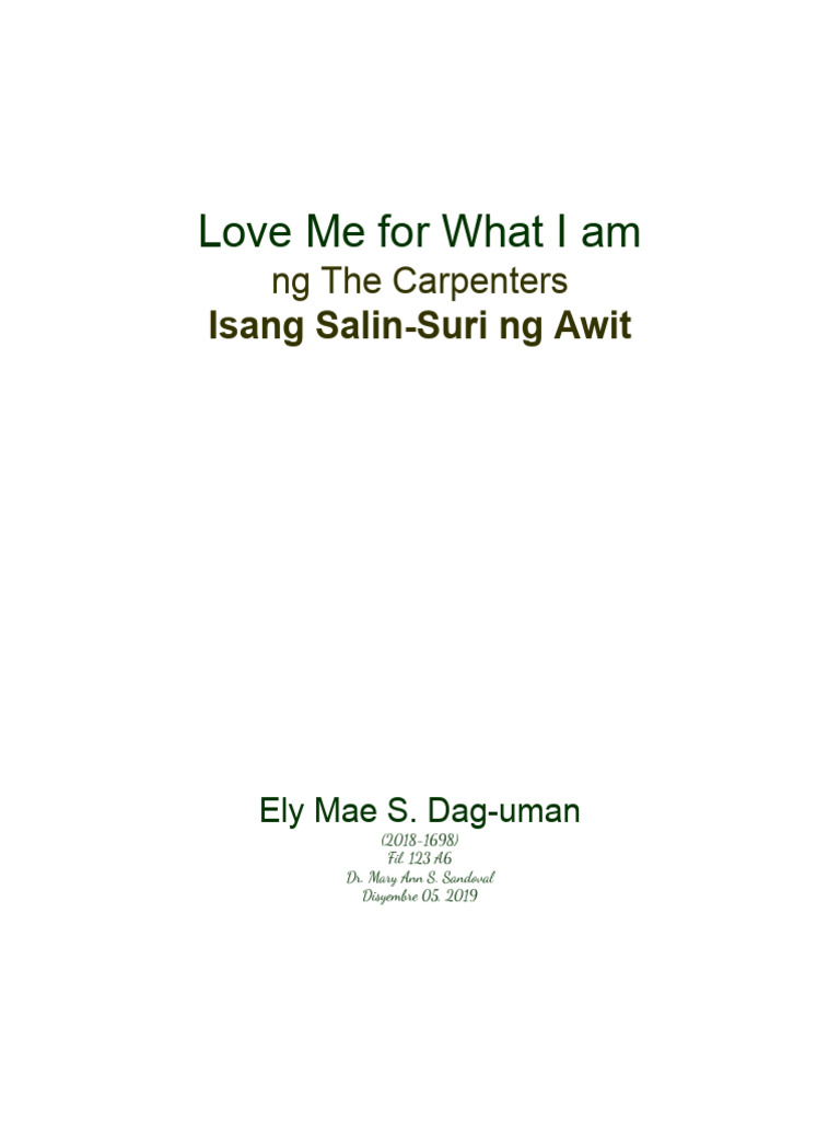 Pagsasalin at Pagsusuri ng Awit | PDF | Philippines