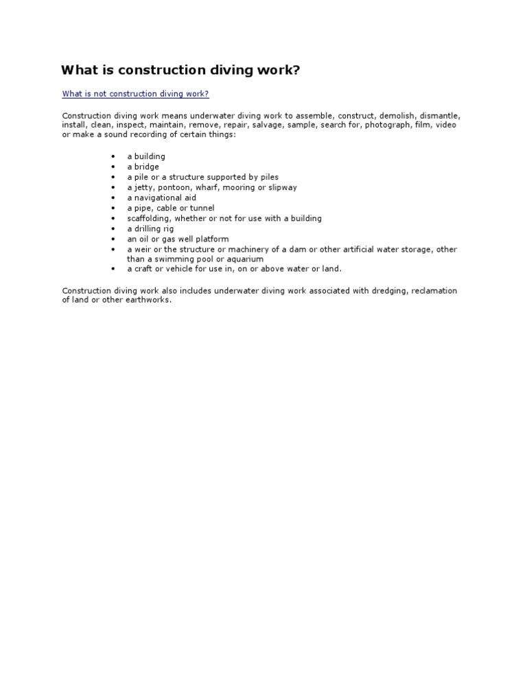 Construction Diving Work Explained | PDF | Technology & Engineering | Art