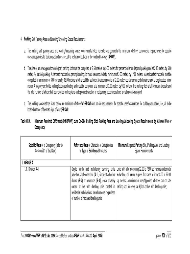 NBCP Rule 7 Parking Requirements | PDF