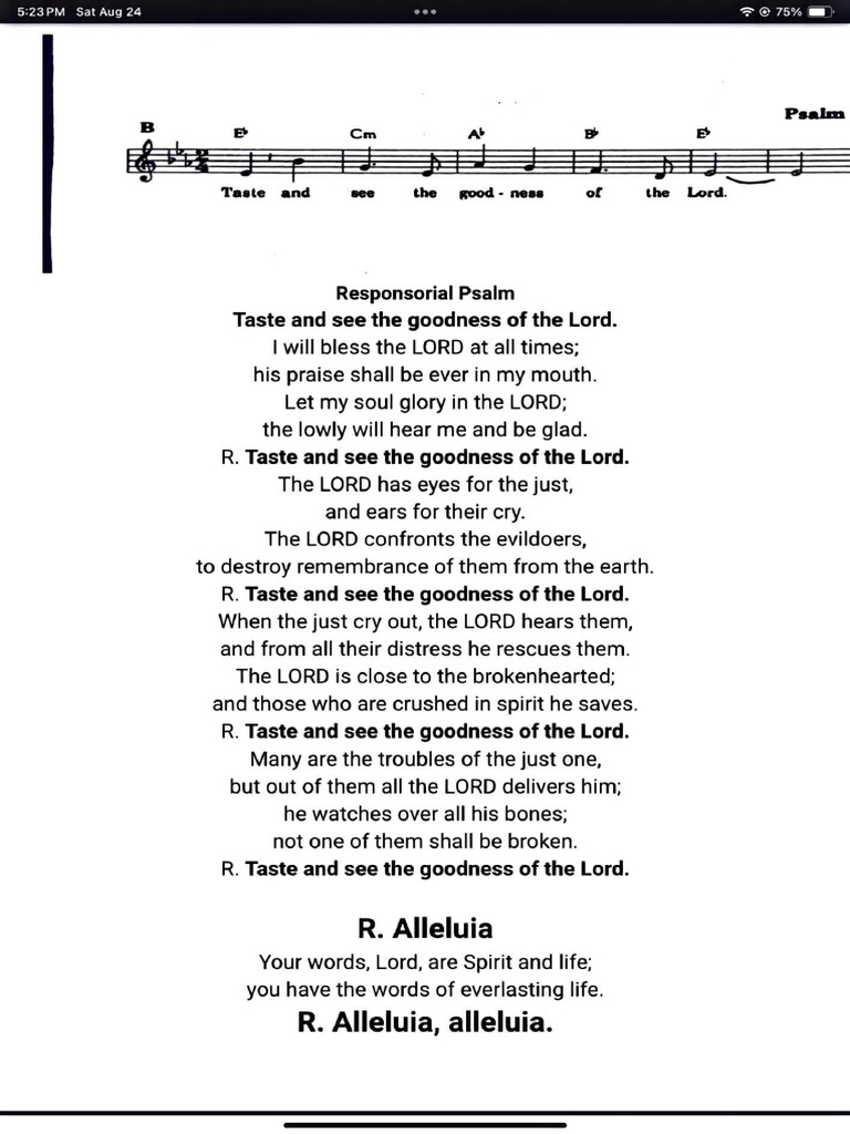 Responsorial Psalm 22th Sunday | PDF