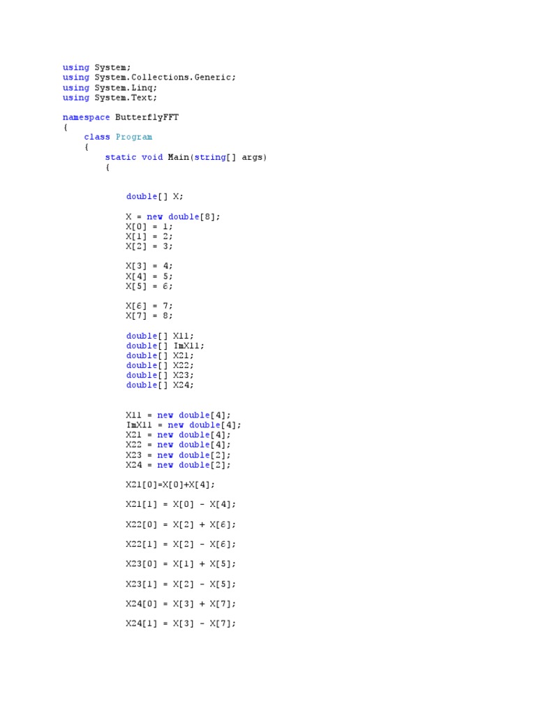 FFT Implementation in C# Code | PDF