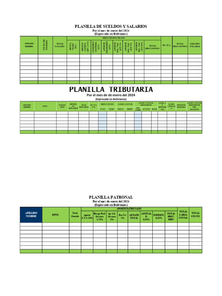 Planillas Laborales-Formato | PDF