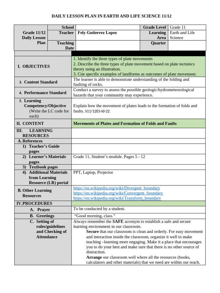LESSON PLAN Q1 Edited Finall | PDF
