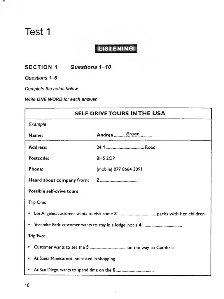 IELTS 10 T1 Listening | PDF