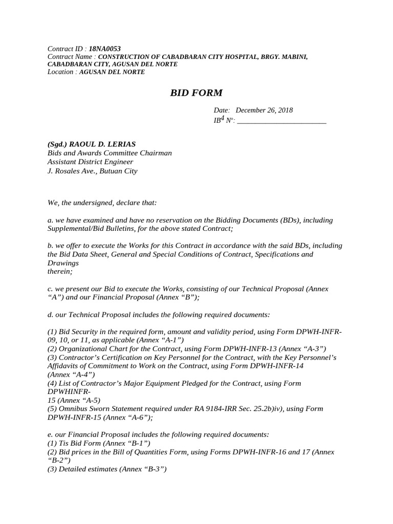 Bid Form 053 | PDF