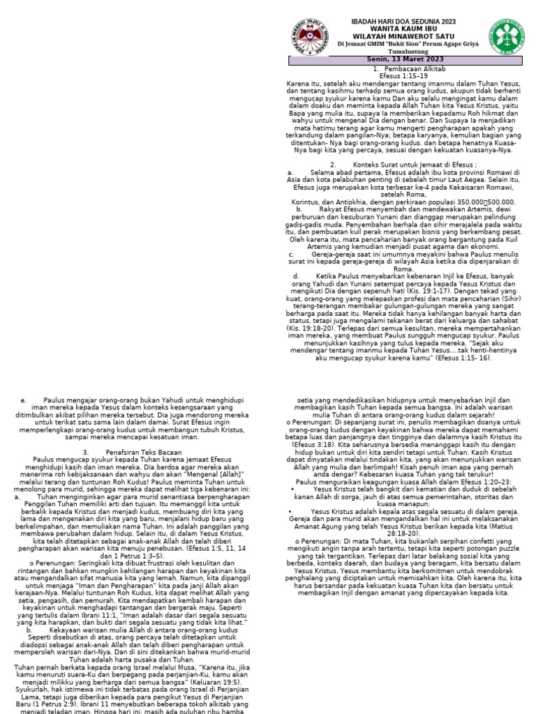 Khotbah HDS 2023 | PDF