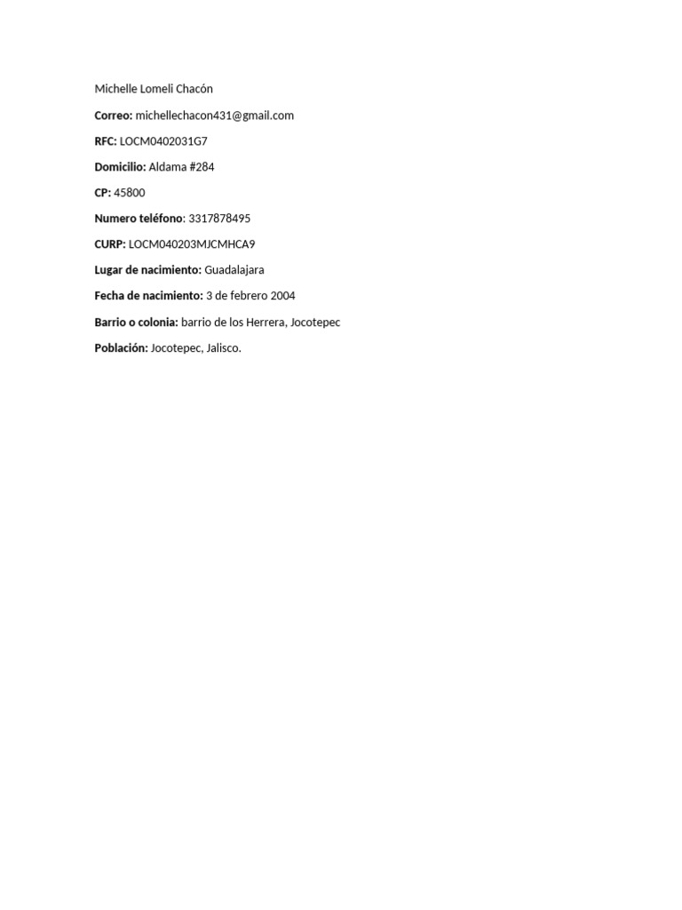 Michelle Lomeli ChacÃ N | PDF