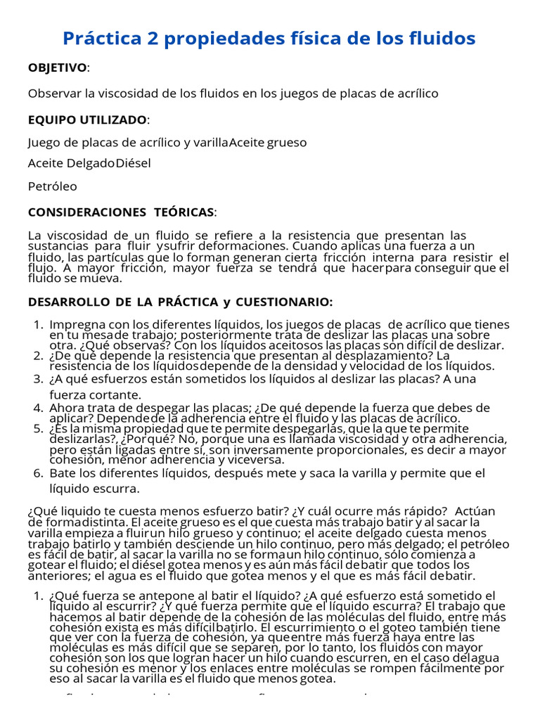 Práctica 2.docx - 20231003 - 135932 - 0000 | PDF | Viscosidad | Líquidos