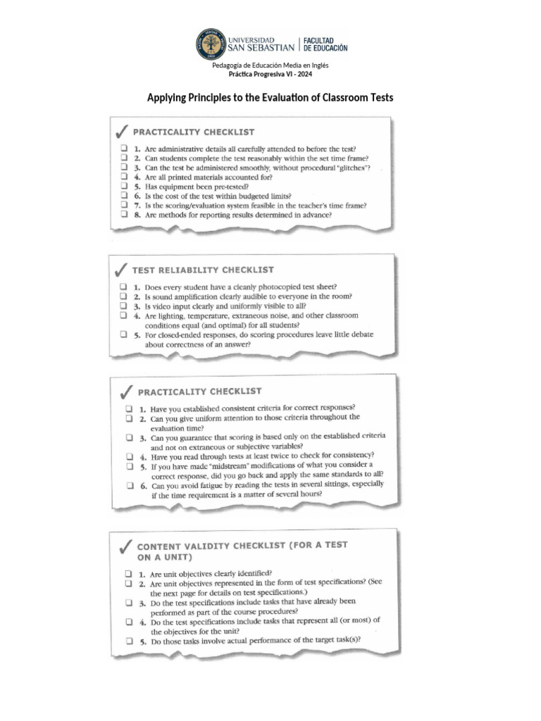 Checklist of Assessment Principles | PDF