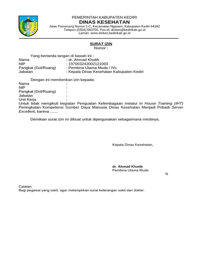 Format Surat Izin Kadinkes | PDF Format Surat Izin Kadinkes | PDF