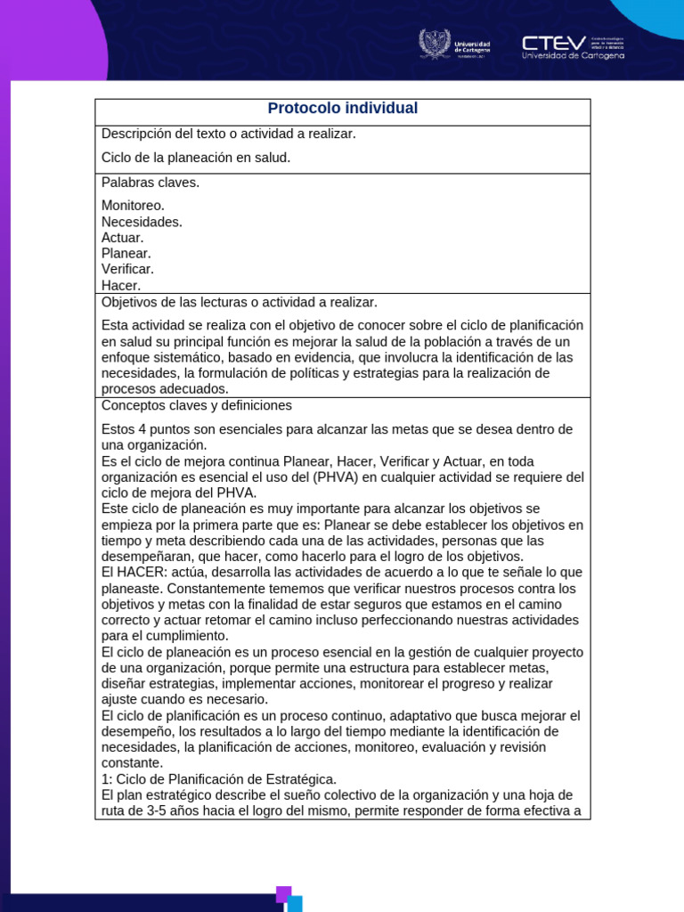 Plantilla Protocolo Individual | PDF