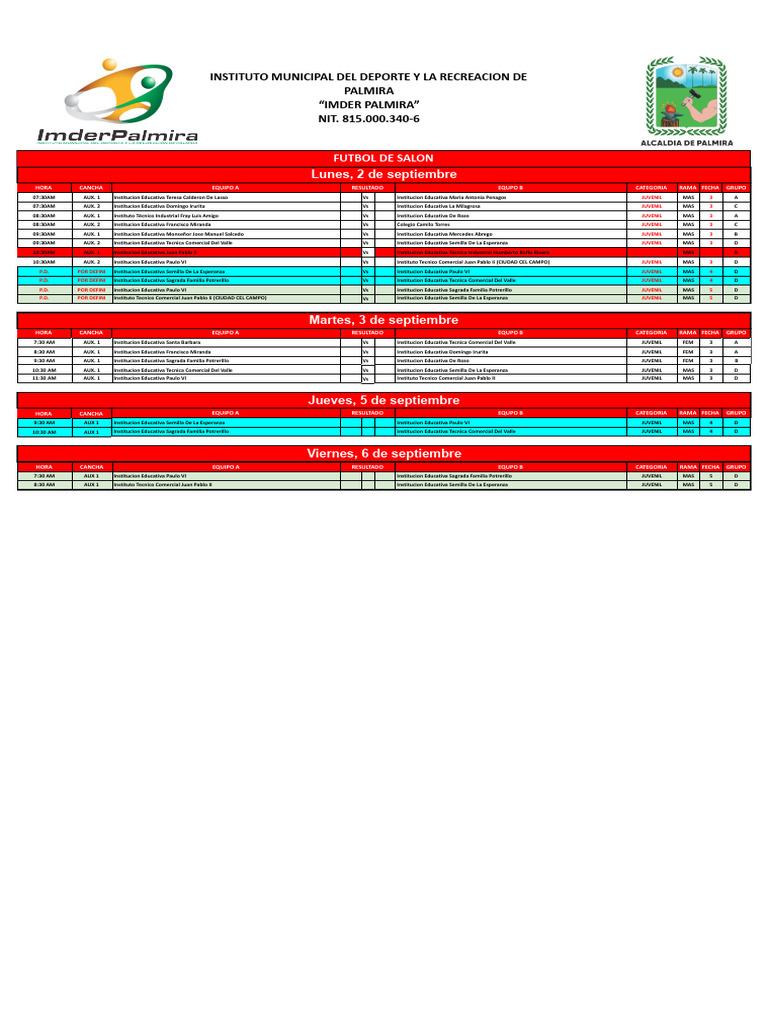 Intercolegiados - Programacion General 1-5 | PDF