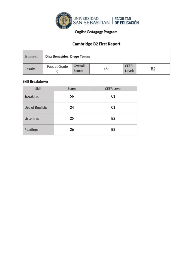 Cambridge B2 First Report Template | PDF