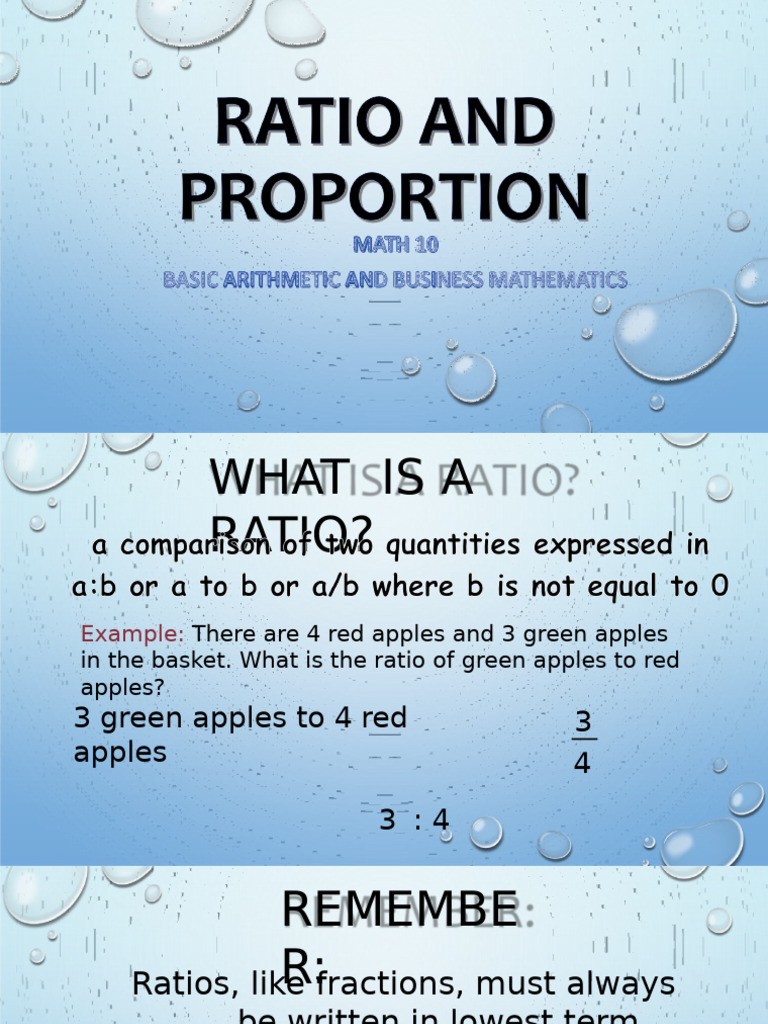 Lesson 3 Ratio and Proportion | PDF