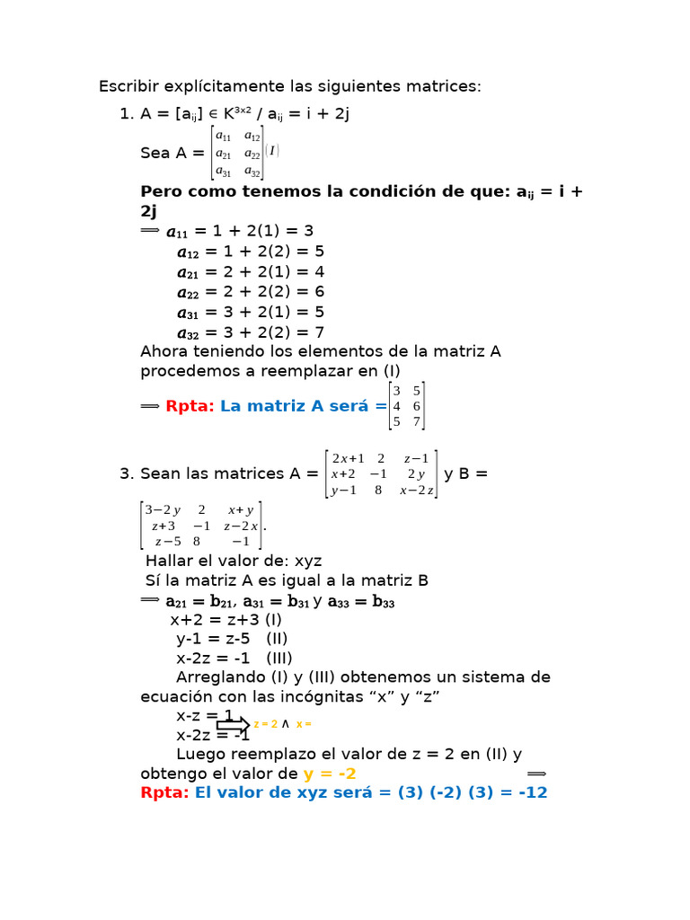 Trabajo de Álgebra Lineal-Matrices Corregido | PDF