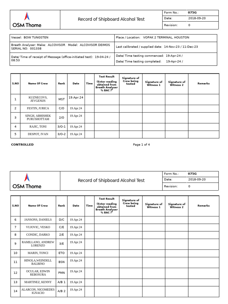 GM - Alcohol Test | PDF