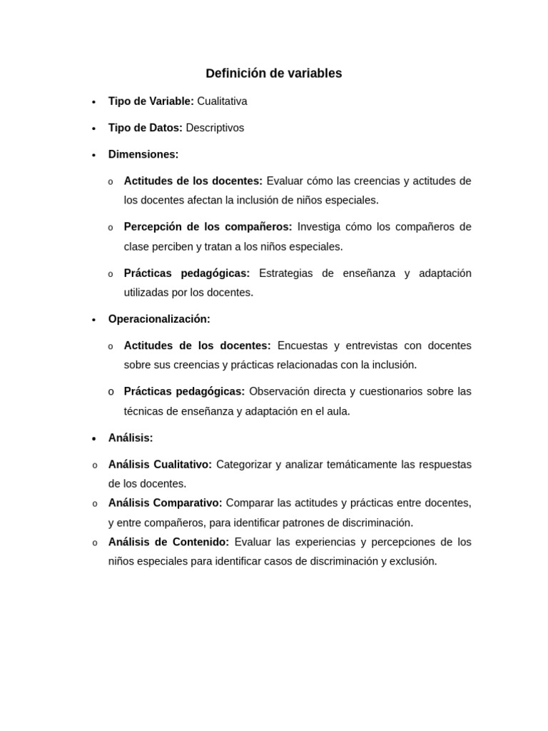 Definición de Variables | PDF
