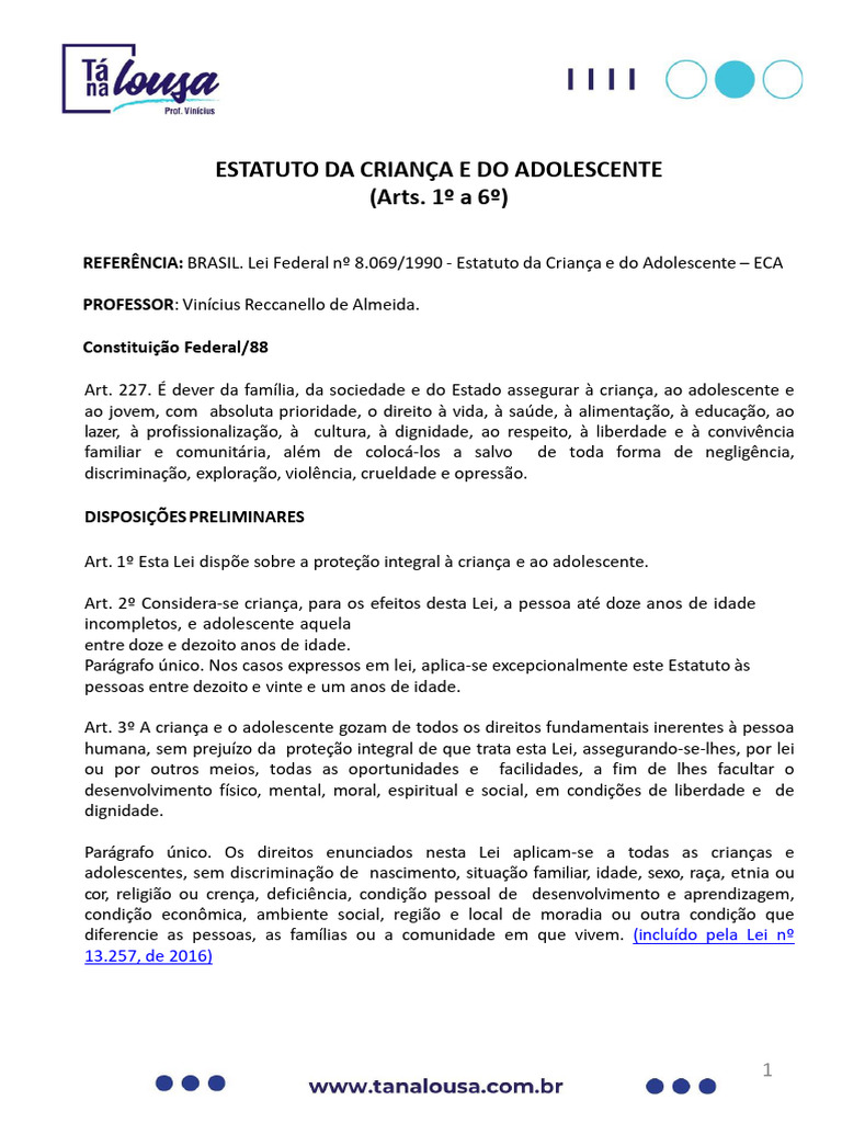 Eca - Arts. 1° A 6° - Material de Apoio | PDF