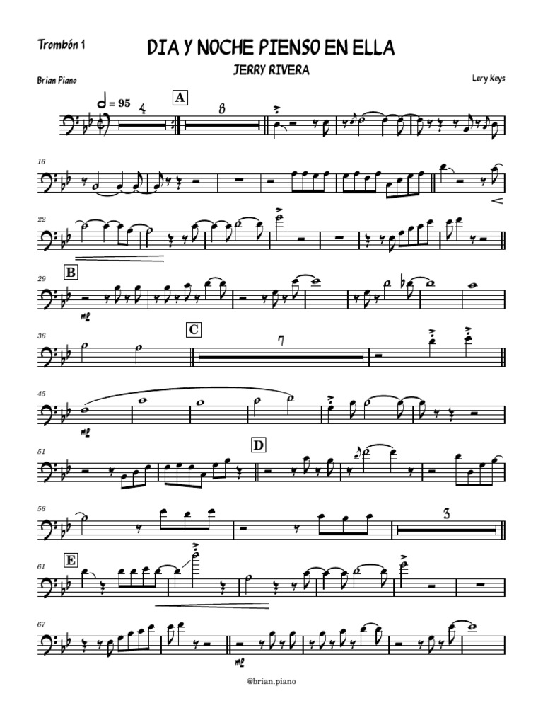 DIA Y NOCHE PIENSO EN ELLA-Trombón - 1 | PDF
