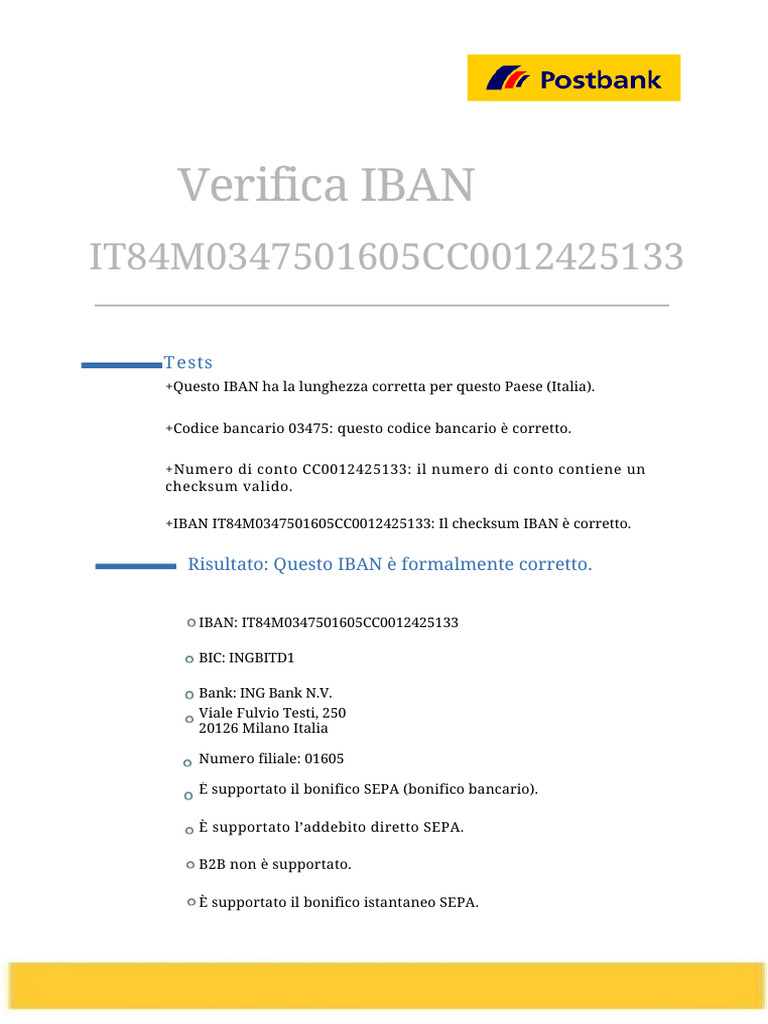 Esame Verifica IBAN | PDF