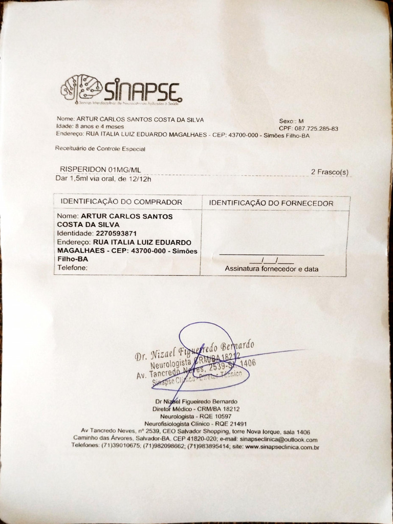 Receita Risperidona | PDF