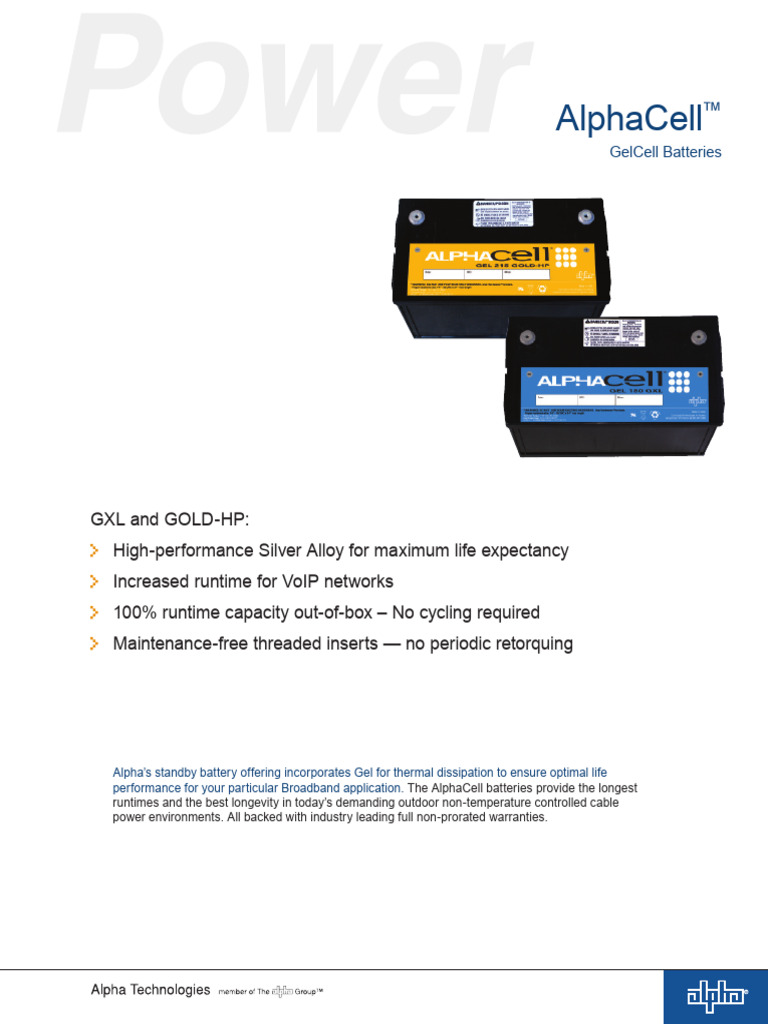 ALPHA AlphaCell GelCell Batteries | PDF