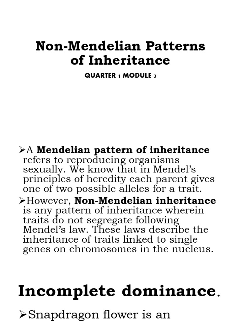 #2 Non-Mendelian Patterns of Inheritance | PDF