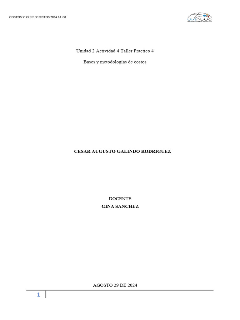 Unidad 2 Actividad 4 Taller Practico 4 | PDF