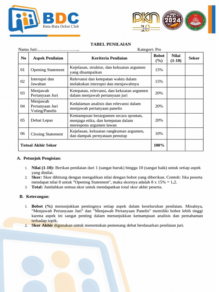 Tabel Penilaian | PDF