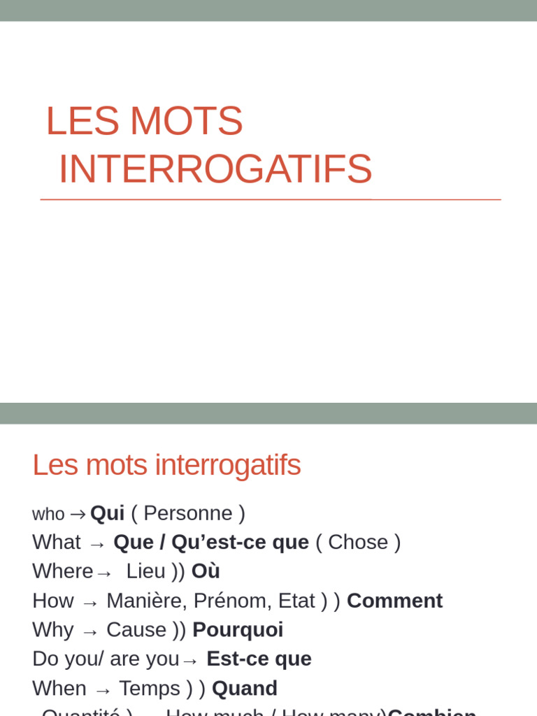 Les Mots Interrogatifs | PDF