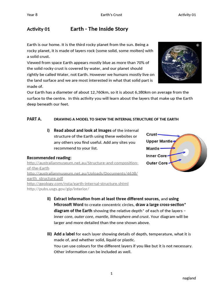 Activity 01 Earths Internal Structure | PDF