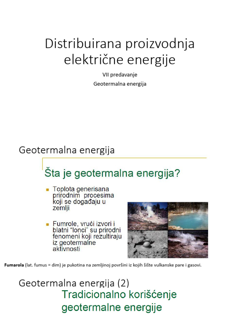 7 - Distribuirana Proizvodnja Elektricne Energije - Geotermalna E | PDF