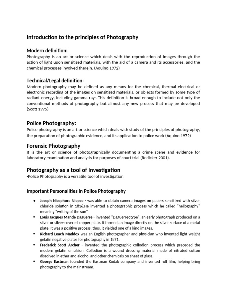 Introduction To The Principles of Photography | PDF