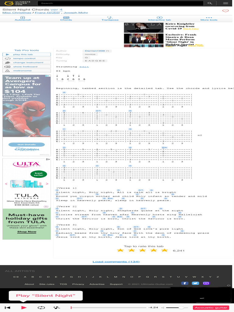 SILENT NIGHT CHORDS (Ver 4) by Misc ChristmasFranz Gruber, Joseph Mohr @ | PDF