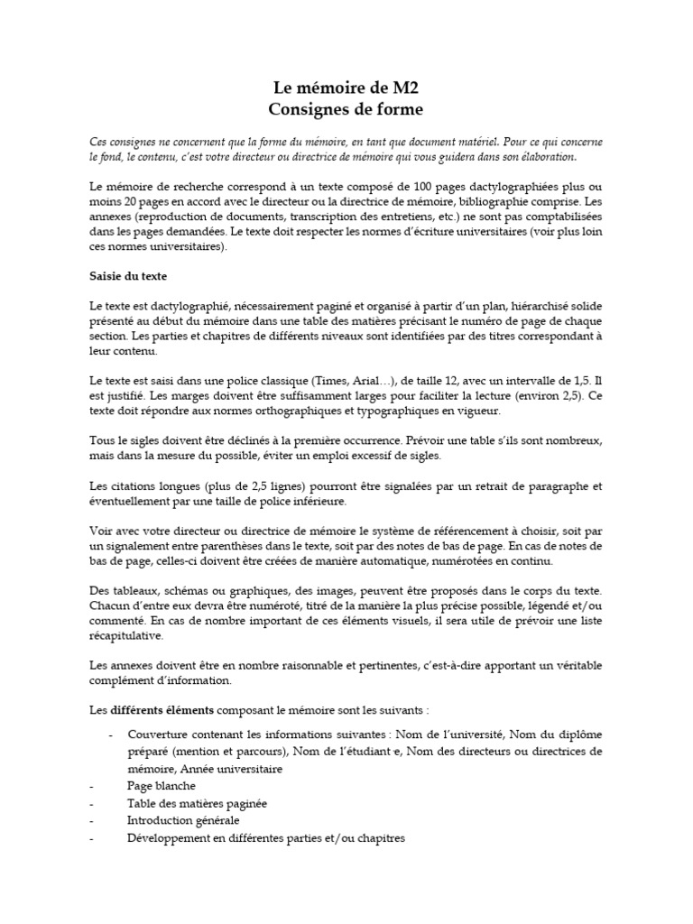 Consignes Memo | PDF