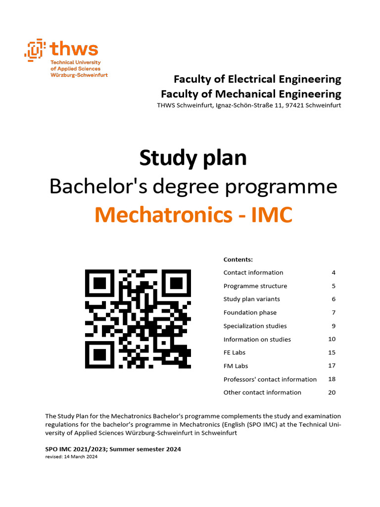 Study Plan IMC ENG SPO 2021 2023 24 SoSe 2024 | PDF