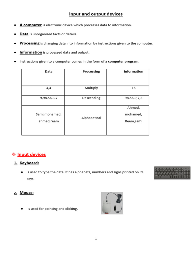 Input and Output Devices | PDF