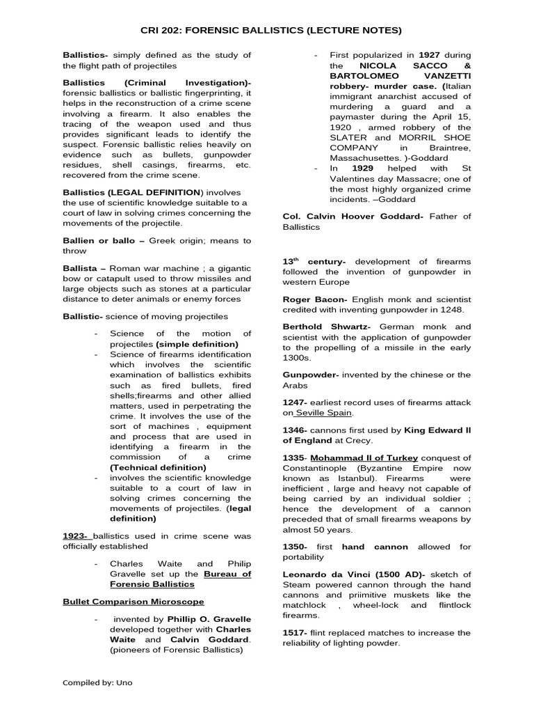 Cri 202 Forensic Ballistics P1 | PDF