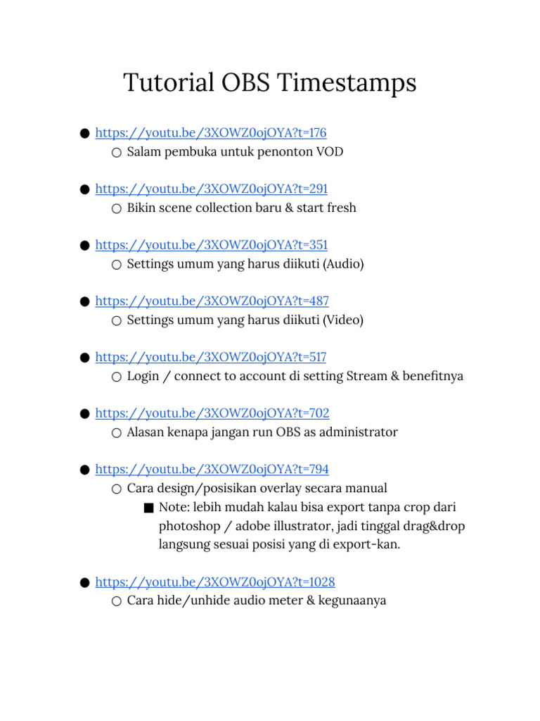 Timestamp Tutorial OBS | PDF