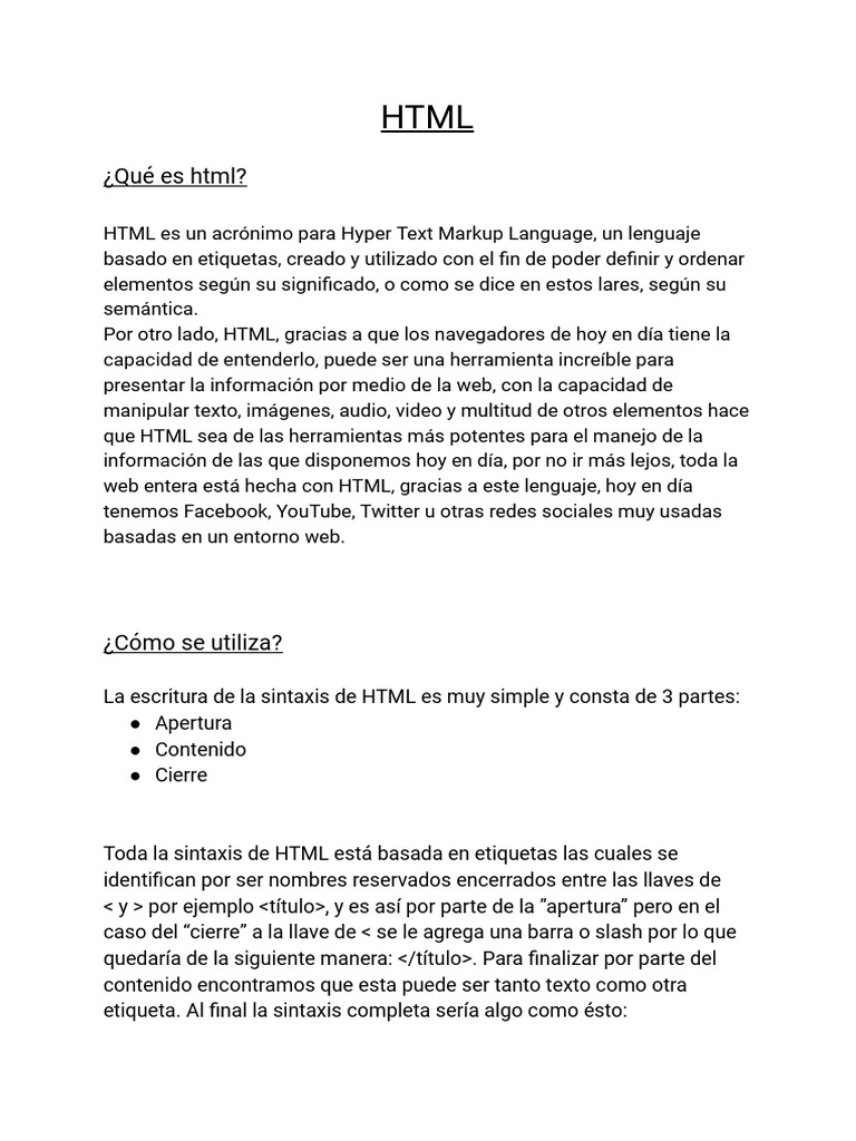 Fundamentos de HTML | PDF