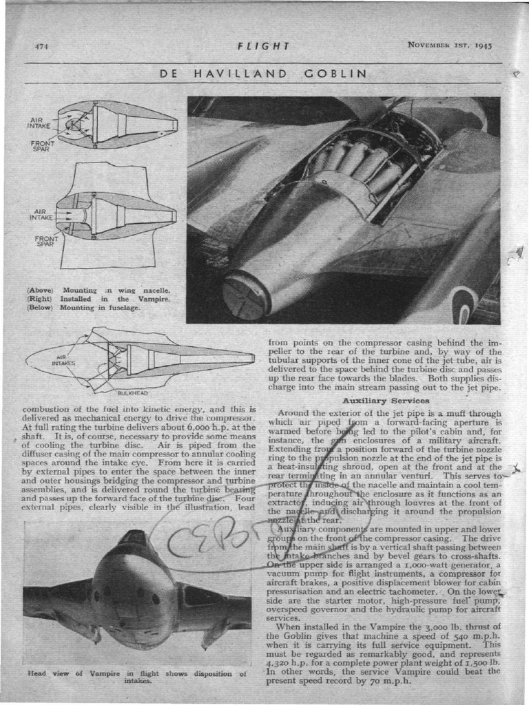De Havilland Goblin: Flight | PDF
